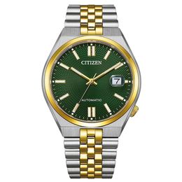 Citizen Automatikuhr »TSUYOSA 60h« Armbanduhr, Damenuhr, Herrenuhr, Mechanische Uhr, Edelstahlarmband silbergoldfarben, grün Grüne Eleganz,...