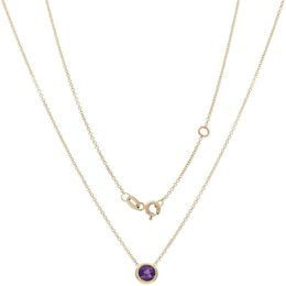 Firetti Damen Kette mit Anh&auml;nger &raquo;Schmuck Geschenk Gold 585 Halsschmuck Halskette Erbskette Solit&auml;r&laquo; mit Peridot oder Amethyst bunt