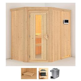 Karibu Sauna »Clara« Set, Ofen 9 KW externe Strg easy naturbelassen