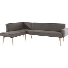 exxpo - sofa fashion Eckbank &raquo;Lungo, moderne Kedernaht, bequem und elegant, hoher Holzfu&szlig;&laquo; hochwertige Detailverarbeitung, frei im Raum stellbar grau 