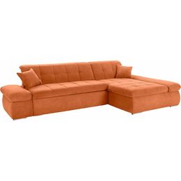 DOMO collection Ecksofa »NMoric XXL, B/T/H: 300/172/80cm, L-Form« wahlweise mit Bettfunktion und Armlehnverstellung terrakotta