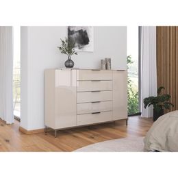 Rauch Schubkastenkommode &raquo;Kommode T&uuml;rkommode Sideboard Kombikommode FLIPP mit Glasfront&laquo; Breite 160/180 cm mit 4 Einlegeb&ouml;den, 2-t&uuml;rig, 5 Schubladen, 