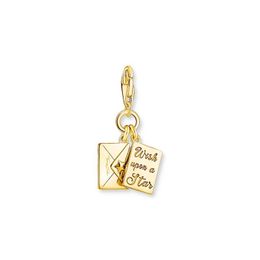 Thomas Sabo Damen Thomas Sabo Charm-Einh&auml;nger &raquo;Brief-Design vergoldet&laquo; mit Zirkonia (synth.)