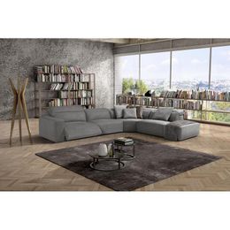 Egoitaliano Ecksofa &raquo;Beverly, extravangantes Designsofa mit erstklassigem Sitzkomfort&laquo; wahlweise mit elektrischer Relaxfunktion, Kopfteilverstellung grau Luxus-