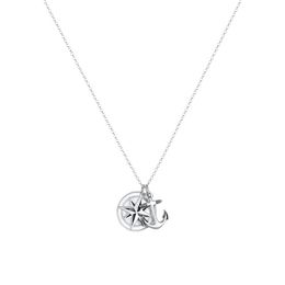 Kuzzoi Herren Lange Kette &raquo;Kompass Anker 925 Sterling Silber&laquo; silber