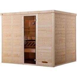 Weka Sauna &raquo;Design-Sauna KEMI 5&laquo; Blockbohlen, moderne Ganzglast&uuml;r beige