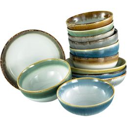 Creatable Schale »Cascade, Bowl Set 12-tlg« 12 Stk. aus Steinzeug Rekativglasur, Healthy Food bunt