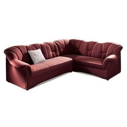 DOMO collection Ecksofa »Papenburg B/T/H: 242/190/84 cm L-Form« wahlweise mit Bettfunktion, Langer Schenkel links oder rechts karminrot