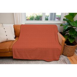 SETEX Wohndecke &raquo;Kuscheldecke&laquo; mit Ziernaht in Melange-Optik, Kuscheldecke orange Baumwolle