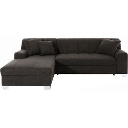 DOMO collection Ecksofa »Turah incl. Zierkissen, moderne Steppung, auch in Leder« wahlweise mit Bettfunktion, Schlafsofa, B/T/H: 239/152/75 cm,...