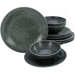 Creatable Teller-Set &raquo;Orient Mandala&laquo; Speiseteller, Dessertteller und Schalen im Set grau Porzellan