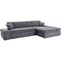 DOMO collection Ecksofa »NMoric XXL, B/T/H: 300/172/80cm, L-Form« wahlweise mit Bettfunktion und Armlehnverstellung grau
