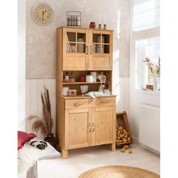 Home Affaire K&uuml;chenbuffet &raquo;Alby&laquo; Breite 85 cm, 2 Glast&uuml;ren beige Massivholz