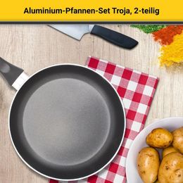 Kr&uuml;ger Pfannen-Set &raquo;Troja&laquo; Aluminium Set, 2 Stk. tlg. &Oslash; 16/24 cm, Induktion blau