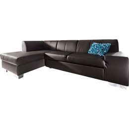 DOMO collection Ecksofa »Star, zeitlose Formensprache, elegante Optik, L-Form« wahlweise mit Bettfunktion dunkelbraun