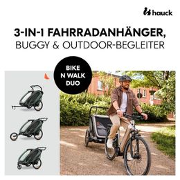hauck Fahrradkinderanh&auml;nger &raquo;Bike N Walk Duo&laquo; f&uuml;r 2 Kinder, inkl. Deichsel gr&uuml;n Fahrradkinderanh&auml;nger