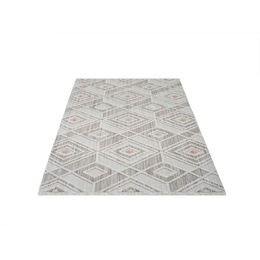 Carpet City Teppich »LINDO 8875« rechteckig 11 mm Höhe Kurzflor, Hochtief-Muster/ 3D-Effekt, Fransen, Boho-Stil, Wohnzimmer terra Obermaterial:...