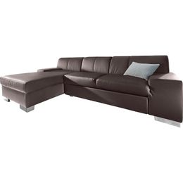 DOMO collection Ecksofa »Star, zeitlose Formensprache, elegante Optik, L-Form« wahlweise mit Bettfunktion dunkelbraun