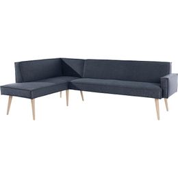 exxpo - sofa fashion Eckbank &raquo;Lungo, moderne Kedernaht, bequem und elegant, hoher Holzfu&szlig;&laquo; hochwertige Detailverarbeitung, frei im Raum stellbar blau 