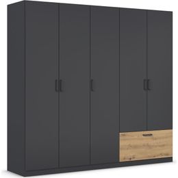 Rauch Dreht&uuml;renschrank &raquo;Kleiderschrank Schrank Garderobe W&auml;scheschrank BARI&laquo; mit Schubasten au&szlig;en, moderner Griff in Graumetallic MADE IN GERMANY grau