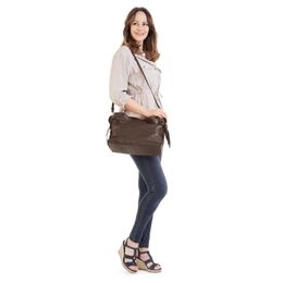 Samantha Look Damen Henkeltasche echt Leder, Made in Italy braun