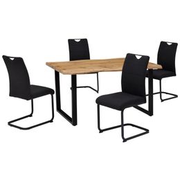 Hela Essgruppe &raquo;GISELLE Esszimmer, Essgruppe, Sitzgruppe TOPSELLER!&laquo; Set, 5er Set, Tisch plus 4 St&uuml;hle, 5 Stk. tlg. Esstisch U-Gestell Metall, 