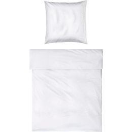 Möve MÖVE Bettwäsche »Noblesse Bettwäsche Set« 2 Stk. tlg. mit eleganten Biesen white-champagner Obermaterial: 100% Baumwolle B/L: 155 cm x 220 cm