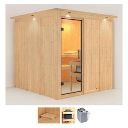 Karibu Sauna »Rodin« Set, Ofen 9 kW integr. Strg naturbelassen
