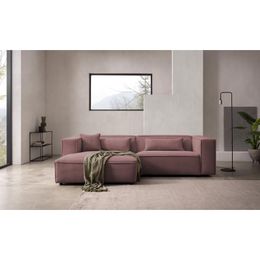 LeGer Home by Lena Gercke Ecksofa &raquo;PIARA mit Kedernaht, Cord, Leinenoptik o. Strukturstoff, Couch, L-Form&laquo; wahlweise Ottomane rechts/links, schwarze 
