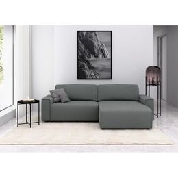 Inosign Ecksofa »Chance, Recamiere beidseitig montierbar, Schlaffunktion, Breite 265 cm« in Struktur fein LINO, mit Schlaffunktion und Bettkasten grau