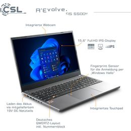 CSL Notebook &raquo;R'Evolve C15 5500U/64GB/4000GB/Windows 11 Home&laquo; 39,6 cm / 15,6 &prime;&prime; AMD Ryzen 5 Radeon Graphics 4.000 GB SSD silber Windows 11 Home, 64 