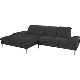 W.Schillig Ecksofa &raquo;enjoy&MORE, Designsofa, elegant und bequem, L-Form&laquo; Sitztiefenverstellung, F&uuml;&szlig;e schwarz pulverbeschichtet, Breite 310 cm grau 