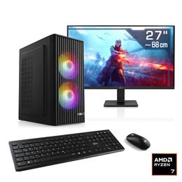 CSL PC-Komplettsystem »Spectrum V25242« 27 ′′ AMD Ryzen 7 GeForce RTX 4060 16 GB RAM 1.000 GB SSD schwarz Inkl. 27 Zoll Full-HD Monitor, Maus,...