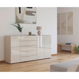 Rauch Kombikommode &raquo;Kommode T&uuml;rkommode Sideboard Kombikommode FLIPP mit Glasfront&laquo; Breite 200 cm mit 4 Einlegeb&ouml;den, 3-t&uuml;rig, 5 Schubladen, Soft-Close