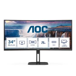 AOC Curved-Gaming-Monitor &raquo;CU34V5C&laquo; 86,3 cm/34 &prime;&prime; 3440 x 1440 px 1 Reaktionszeit 100 Hz schwarz neig, dreh- und h&ouml;henverstellbar, VESA Wandhalterung, 