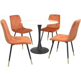 HOFMANN LIVING AND MORE Sitzgruppe Spar-Set, 5tlg. Set, 5 Stk. tlg. orange Polyester