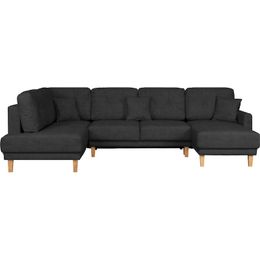 Home Affaire Wohnlandschaft &raquo;TRIPLO U-Form wahlweise mit Schlaffunktion, B/T/H: 310/192/90 cm&laquo; Schlafsofa, auch mit Bettkasten, Steppung im 