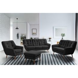 exxpo - sofa fashion Sessel &raquo;Scandi, Loungesessel mit tollem Sitzkomfort, hochwertige Polsterung&laquo; bequem, hohe Holzf&uuml;&szlig;e grau