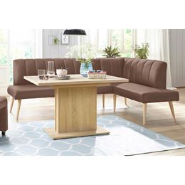 exxpo - sofa fashion Eckbank &raquo;Costa, moderne R&uuml;ckensteppung, bequem und elegant, hoher Holzfu&szlig;&laquo; hochwertig verarbeitet, Frei im Raum stellbar braun 