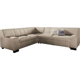 DOMO collection Ecksofa »Norma Top, elegant und modern, flache Armlehnen, L-Form« wahlweise mit Bettfunktion beige