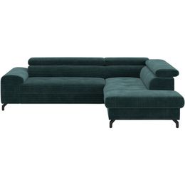 COTTA Ecksofa &raquo;Aura L-Form, B: 260 cm&laquo; mit Bettfunktion, Bettkasten & Kopfteilverstellung gr&uuml;n