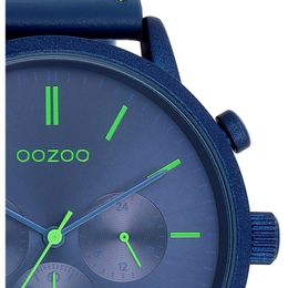 Oozoo Herren Oozoo Quarzuhr Armbanduhr, Herrenuhr, Lederarmband, Chrono-Look blau