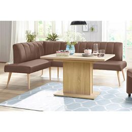 exxpo - sofa fashion Eckbank &raquo;Costa, moderne R&uuml;ckensteppung, bequem und elegant, hoher Holzfu&szlig;&laquo; hochwertig verarbeitet, Frei im Raum stellbar braun 