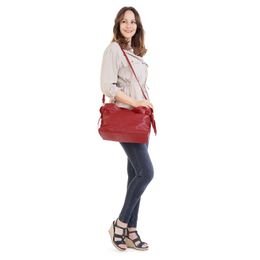 Samantha Look Damen Henkeltasche echt Leder, Made in Italy rot