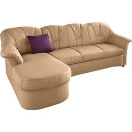 DOMO collection Ecksofa »Flores Schlafsofa, B/T/H: 233/142/86 cm, L-Form« wahlweise mit Bettfunktion, wahlweise mit Federkern, auch in Leder sand