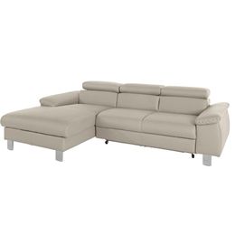 COTTA Ecksofa &raquo;Komaris L-Form, B: 244 cm&laquo; mit Kopfteilverstellung, optional Bettfunktion, Bettkasten & Licht grau Microfaser PRIMABELLE (100% 