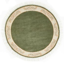 LUXOR living Wollteppich &raquo;Giza&laquo; rund 12 mm H&ouml;he reine Wolle, handgekn&uuml;pft, mit Bord&uuml;re und Fransen, Orient-Teppich gr&uuml;n Obermaterial: 100% Wolle