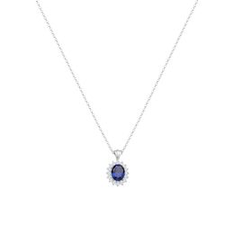 Elli Collierkettchen »Zirkonia Synthetischer Saphir Blau 925 Sterling Silber« Blau 45 Halskette für Damen mit synthetischem Saphir und Zirkonia...