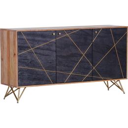 GUTMANN FACTORY Sideboard &raquo;Lennon&laquo; Kommode mit Echtsteinfurnier und Messingapplikationen schwarz