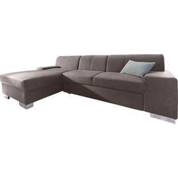 DOMO collection Ecksofa »Star, zeitlose Formensprache, elegante Optik, L-Form« wahlweise mit Bettfunktion grau